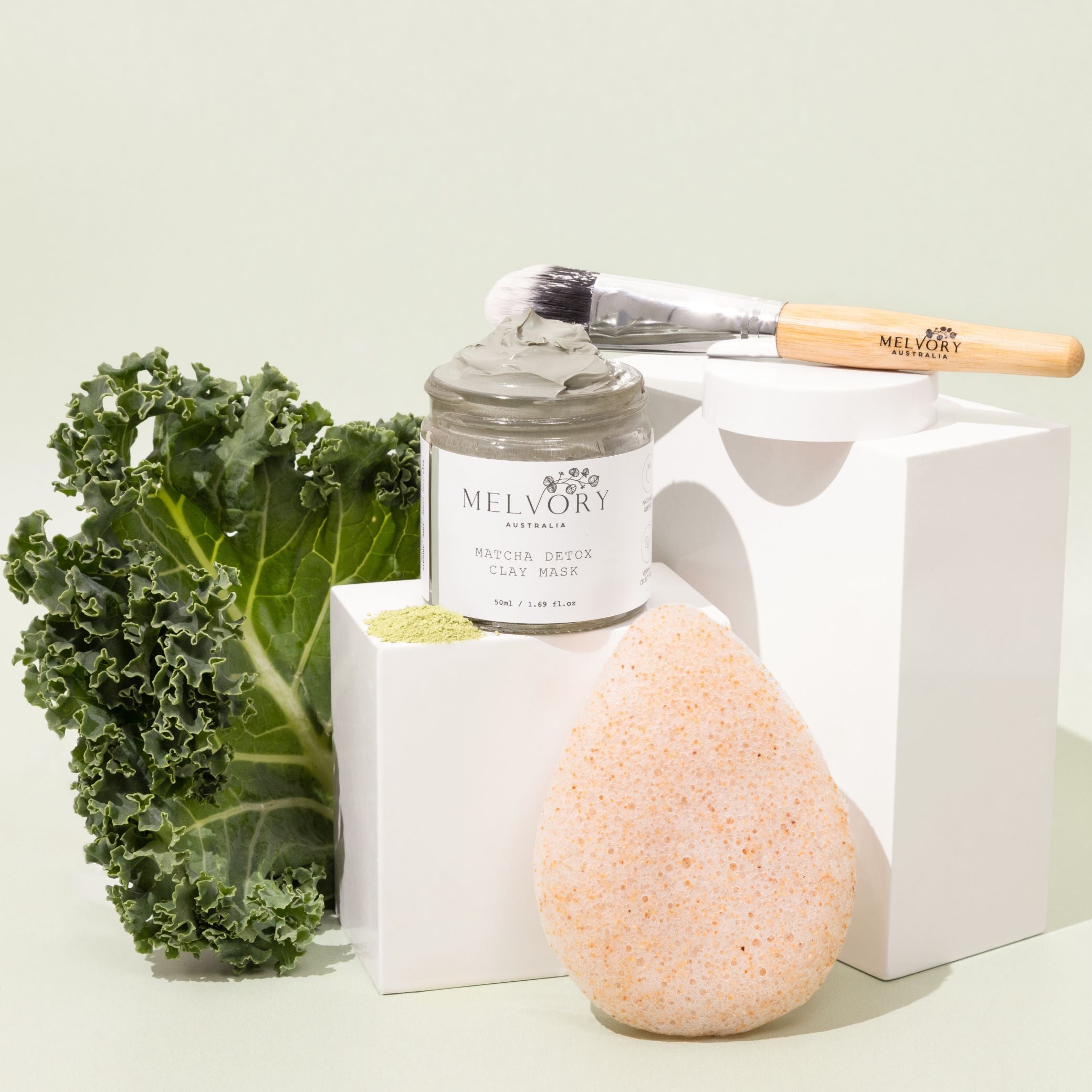 Matcha Sorbet Detox Clay Mask with Walnut Sponge Set – Melvory Store